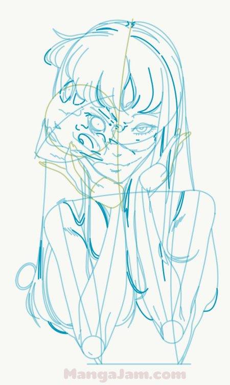 How to Draw Tomie Kawakami from Junji Ito’s manga series Step by Step